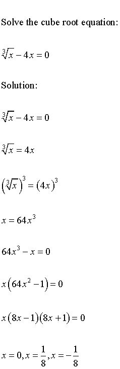 Examples Of Math Problems Solving Cube Root Equation