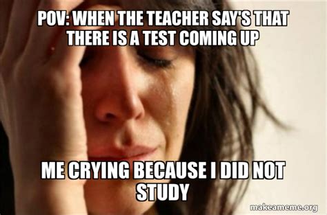 POV When The Teacher Say S That There Is A Test Coming Up Me Crying Because I Did Not Study