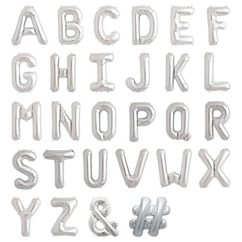 16silver Metallic Letter Balloons Silver Number Balloons Alphabet