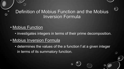 The Mobius Function And The Mobius Inversion Formula Ppt
