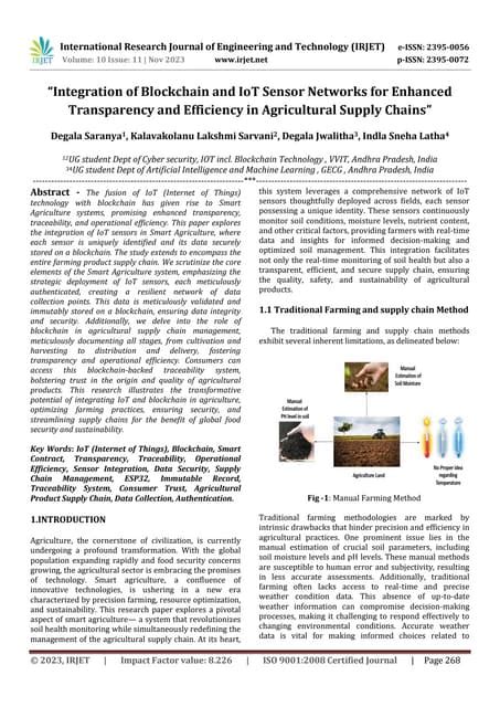 “integration Of Blockchain And Iot Sensor Networks For Enhanced Transparency And Efficiency In