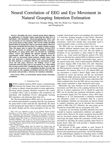 Pdf Neural Correlation Of Eeg And Eye Movement In Natural Grasping Intention Estimation
