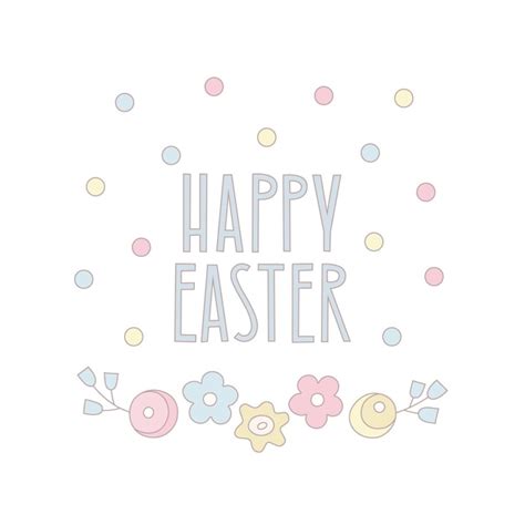Premium Vector Simple Easter Poster With Flowers Dots Background Greeting Vintage Vector