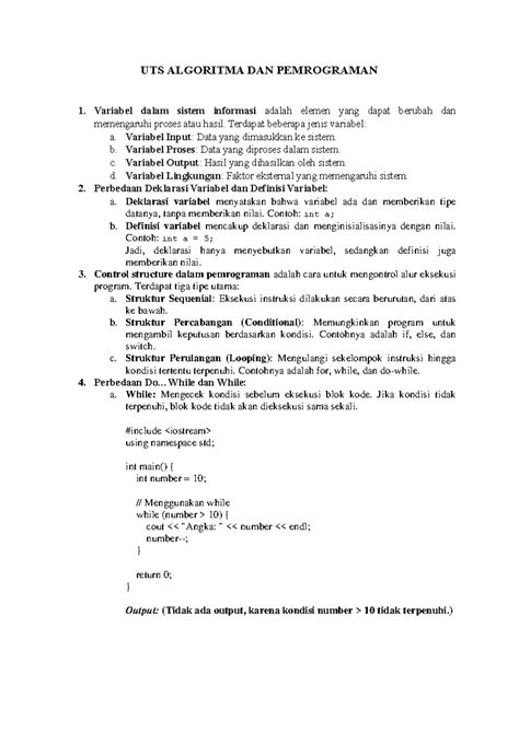 UTS Algoritma DAN Pemrograman UTS ALGORITMA DAN PEMROGRAMAN Variabel