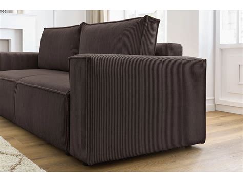 3er Sofa Bobochic Nihad Cord Stoff Rotbraun Conforama Ch