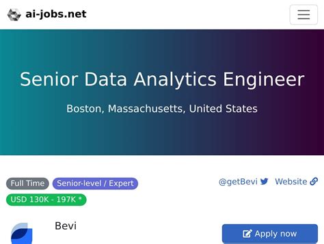 Hiring Senior Data Analytics Engineer In Boston Massachusetts