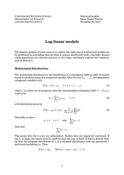 noter log linear models copenhagenbusinessschool statistical models