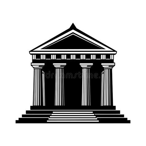 Illustration Of An Ancient Temple With Columns And A Triangular Pediment Showcasing Classical