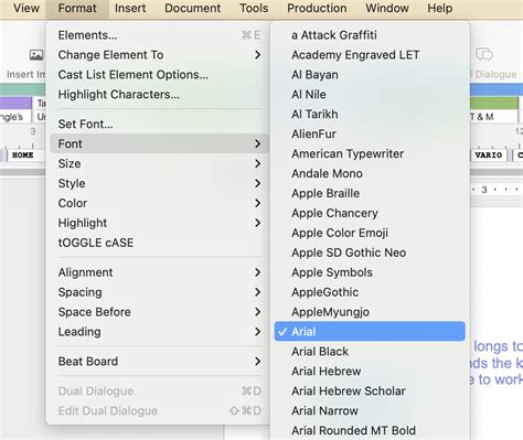 How Do I Set A Font Or Change Text Appearance To Bold Italics Underline Etc Final Draft