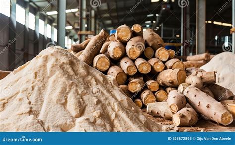 Raw Cassava Roots In Starch Factory Stock Illustration Illustration