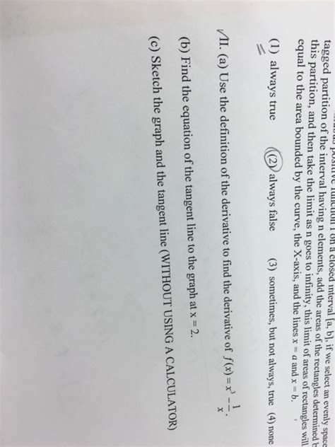 Solved Always True Always False Sometimes But Not Always Chegg