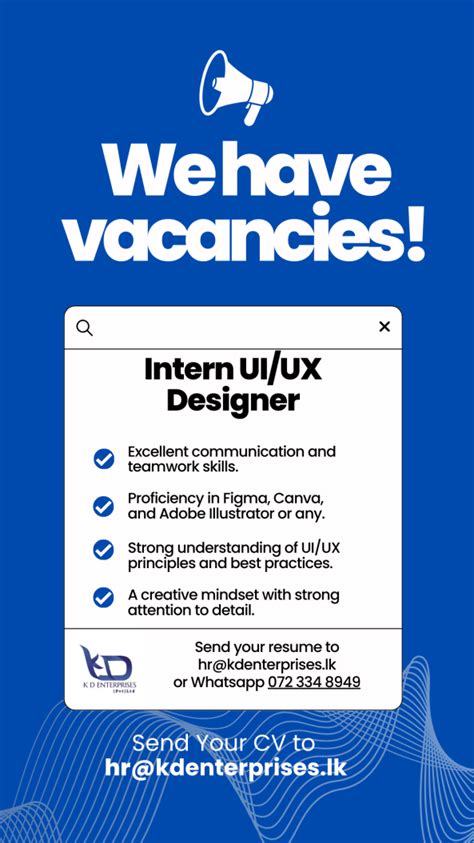 intern ui ux designer job from k d enterprises pvt ltd in horana sri