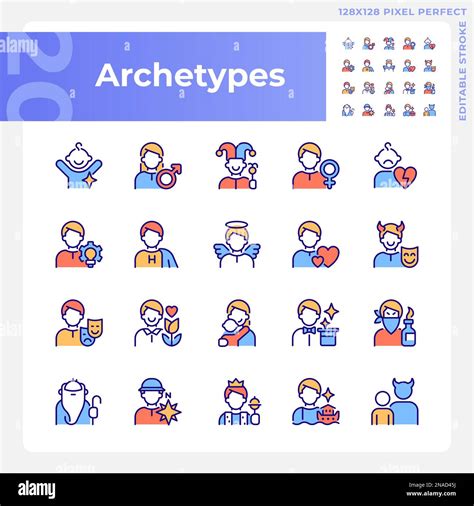 Character Archetypes Pixel Perfect Rgb Color Icons Set Stock Vector Image And Art Alamy