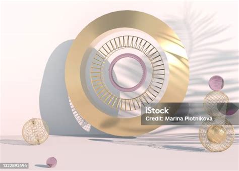 기하학적 형태의 최소한의 장면 그림자가있는 크림 배경의 연단 화장품 쇼케이스 숍프론트 디스플레이 케이스를 보여주는 장면 3d 0명에 대한 스톡 사진 및 기타 이미지 Istock