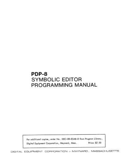 pdp 8 symbolic editor programming manual trailing edge