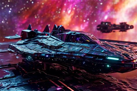 A Spaceship Exploring In Deep Space Stock Illustration Illustration