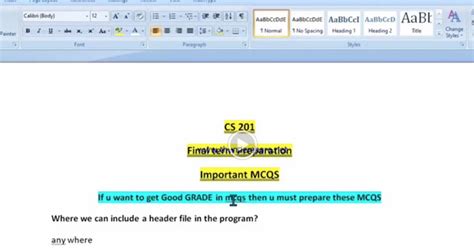 Cs201 Final Term Past Paper Video 03