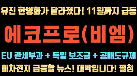 에코프로비엠 주가전망 유진 한병화가 달라졌네요 11월까지 급등할 에코프로그룹 주가 이렇게 대응하세요 중요한 이슈