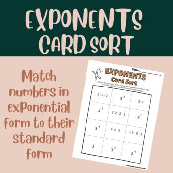 Exponents Card Sort by Mrs Collsens Math Classroom | TpT