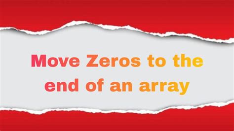 problem solving journey moving zeros to the end of an array