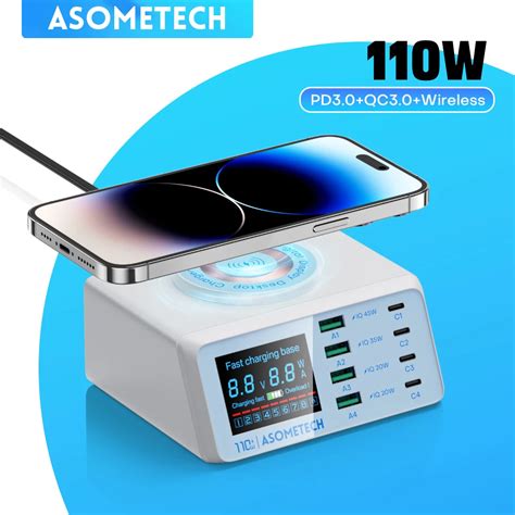 110w Usb 멀티 충전기 무선 충전기 디지털 디스플레이 Pd 유형 C 아이폰 14 13 Max Ipad Xiaomi 삼성