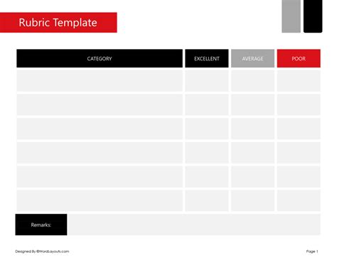 Modern Performance Evaluation Rubric Template Wordlayouts