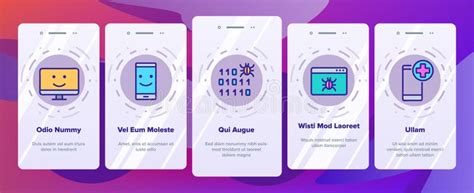 Antivirus Program Onboarding Icons Set Vector Stock Vector