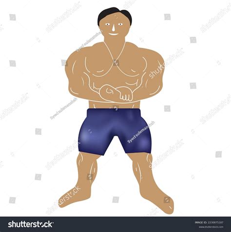 Bodybuilding Cross Arms Pose Vector Icon Stock Vector Royalty Free Shutterstock