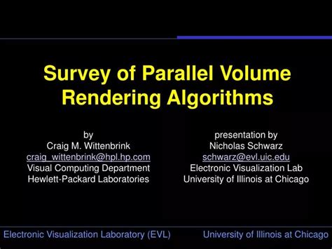 Ppt Survey Of Parallel Volume Rendering Algorithms Powerpoint