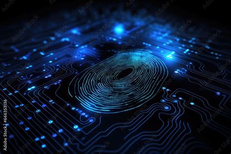 Fingerprint Scan On The Electronic Circuit Board 3d Rendering Fingerprint Scan Provides