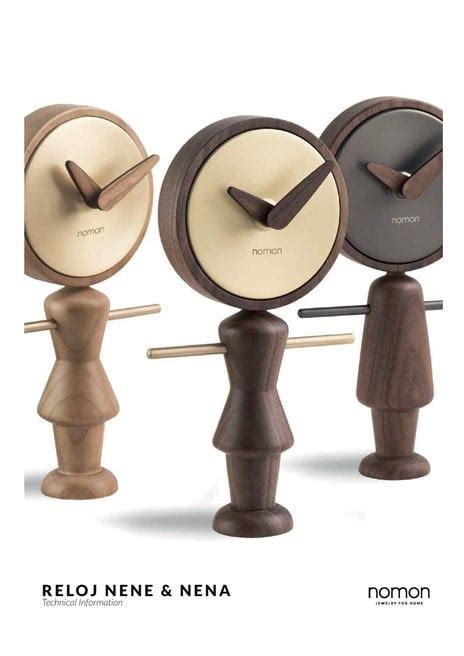 Table Top Wooden And Brass Clock Nena By Nomon Design Andrés Martínez