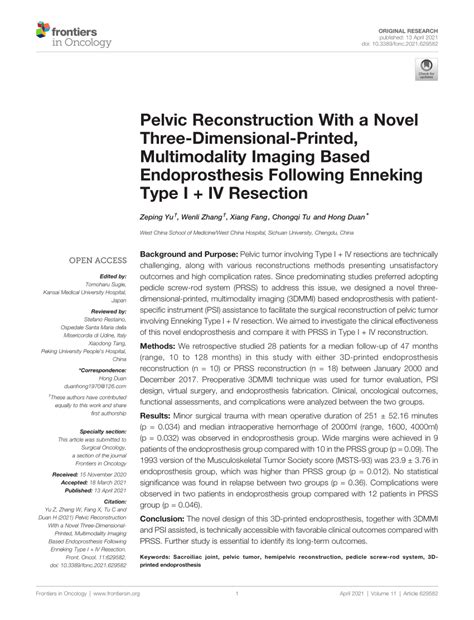 Pdf Pelvic Reconstruction With A Novel Three Dimensional Printed