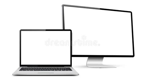 Realistic Computer Screen With Laptop Mockup Computer Display And