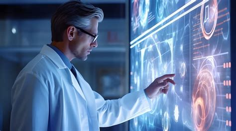 Premium Photo A Scientist Deeply Engrossed In Analyzing A Complex Data Set On A Futuristic