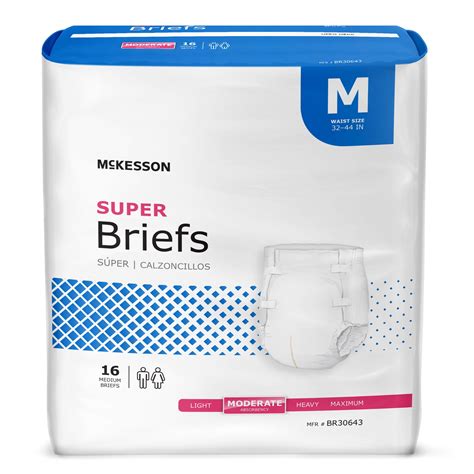 Mckesson Super Briefs Incontinence Moderate Absorbency Medium 16