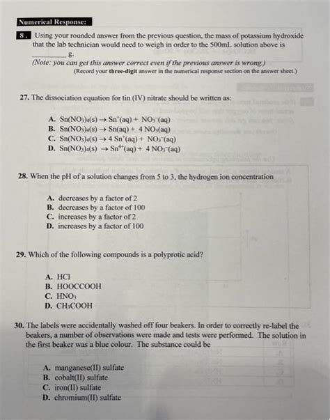 Solved Numerical Response 8 Using Your Rounded Answer From
