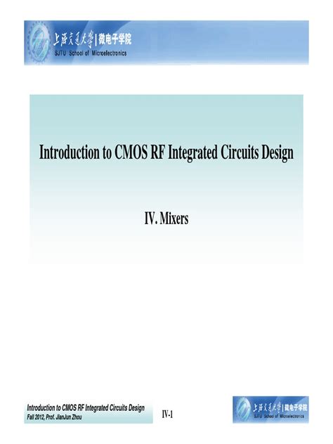 Introduction To Cmos Rf Integrated Circuits Design Iv Mixers Pdf Operational Amplifier Cmos