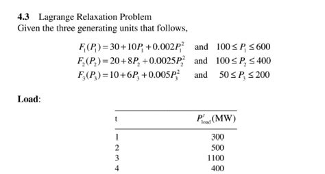 Solved 43 Lagrange Relaxation Problem Given The Three