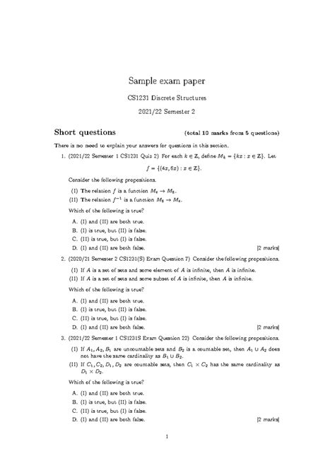 CS1231 Final Exam Paper Sample CS1231 NUS Studocu