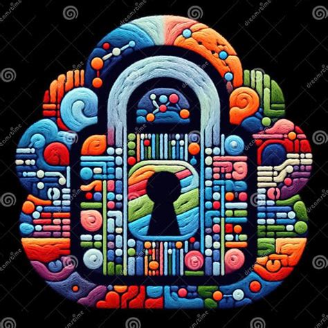 Felt Art Patchwork Secure Data Lock Symbol Representing The Ongoing Battle For Cybersecurity