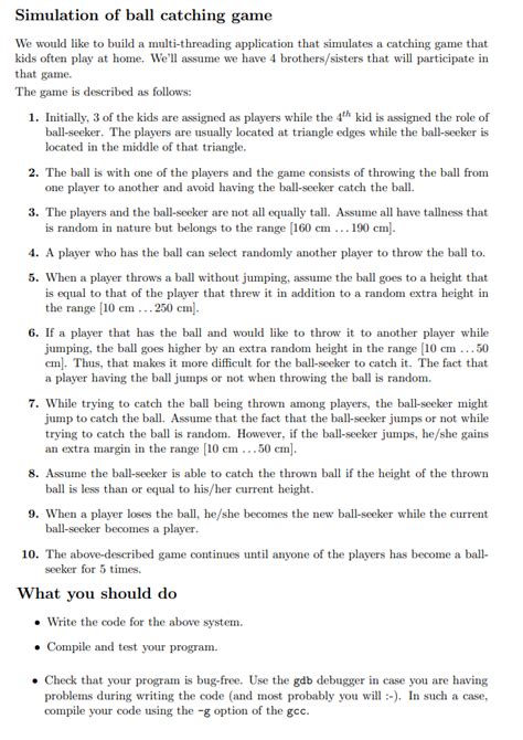 Solved Simulation Of Ball Catching Game We Would Like To Chegg