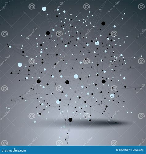 Geometric Abstract 3d Complicated Lattice Object Vector Asymmetric Element With Wireframe