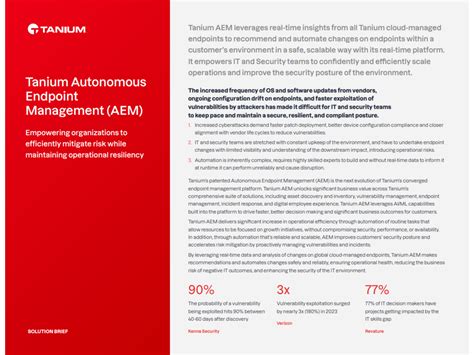 Tanium Autonomous Endpoint Managment Aem Aem Overview Tech Monitor
