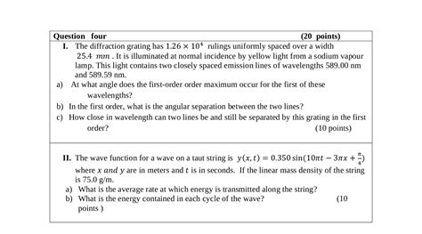 Solved Question Four Points I The Diffraction Grating Chegg