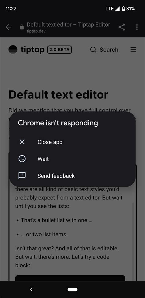 Demo Is Resource Intensive Crashes Mobile Browser · Issue 2360 · Ueberdosistiptap · Github