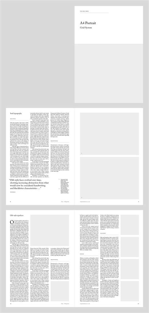 Serif Series A4 Portrait Grid System For Adobe Indesign Grid System Editorial Design Indesign