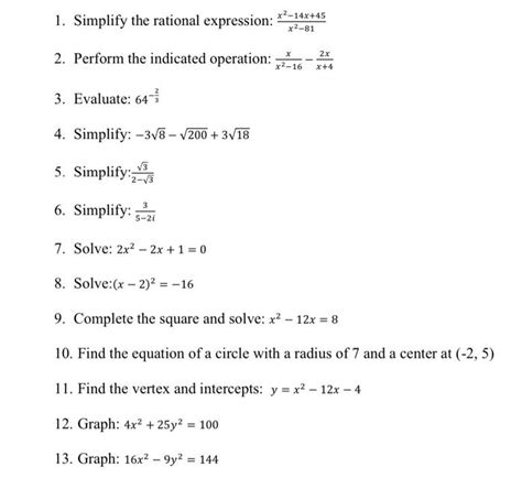 Solved 1 Simplify The Rational Expression X2−81x2−14x45