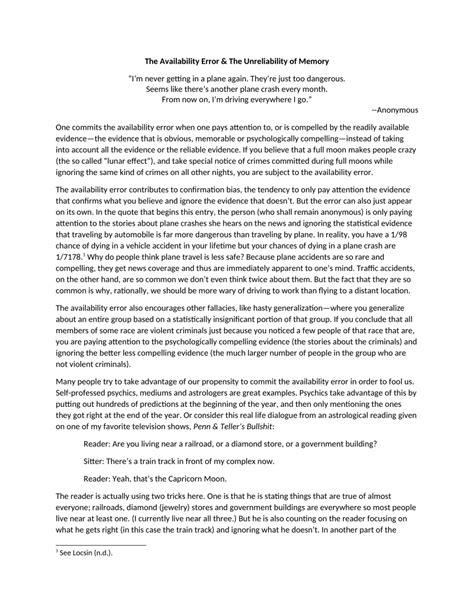 Pdf Availability Error 100 Of The Most Important Fallacies In