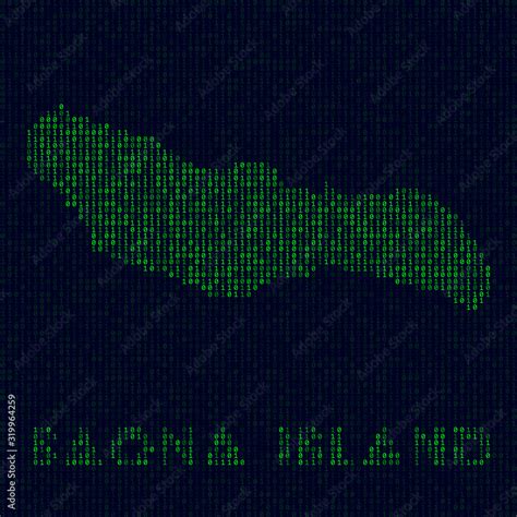 digital saona island logo island symbol in hacker style binary code map of saona island with