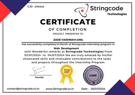 Vaishnavi Zade On Linkedin Webdevelopment Certificate